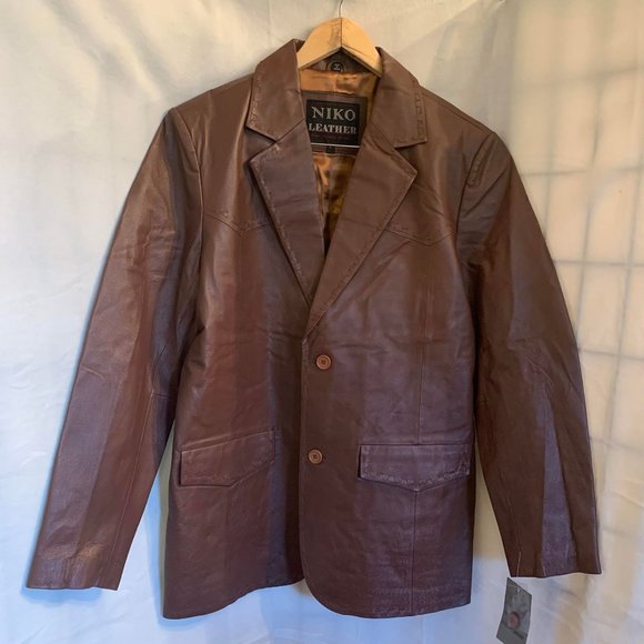 Niko | Jackets & Coats | Nwt Niko Mens Brown Leather Blazer Jacket Size ...